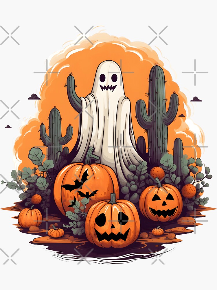 "Halloween Cactus Ghost" Sticker for Sale by DigitalToast | Redbubble