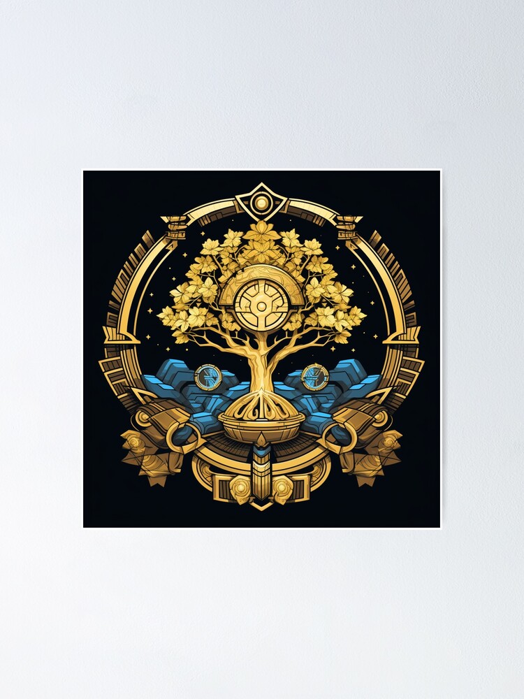 "Gold Tree Logo Empower Success Emblem" Poster for Sale by GrinGalore ...