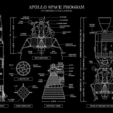 "Apollo Program. US Crewed Lunar Landing (White Stencil-No Background ...