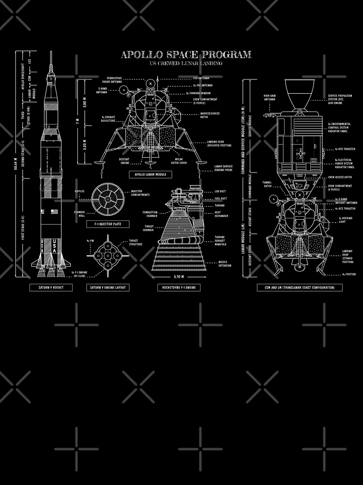 "Apollo Program (1961 - 1975) White Stencil-No Background" Kids T-Shirt ...