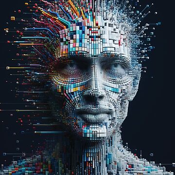 "AI Personified. Portrait made up of 3D Shapes" Sticker for Sale by ...