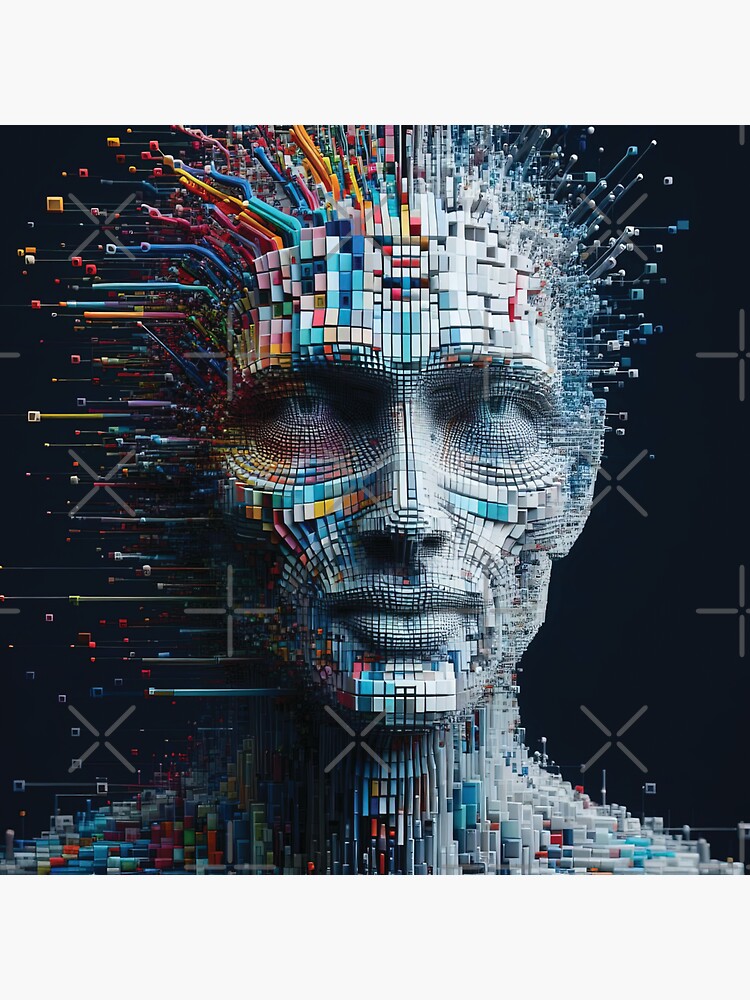 "AI Personified. Portrait made up of 3D Shapes" Sticker for Sale by ...
