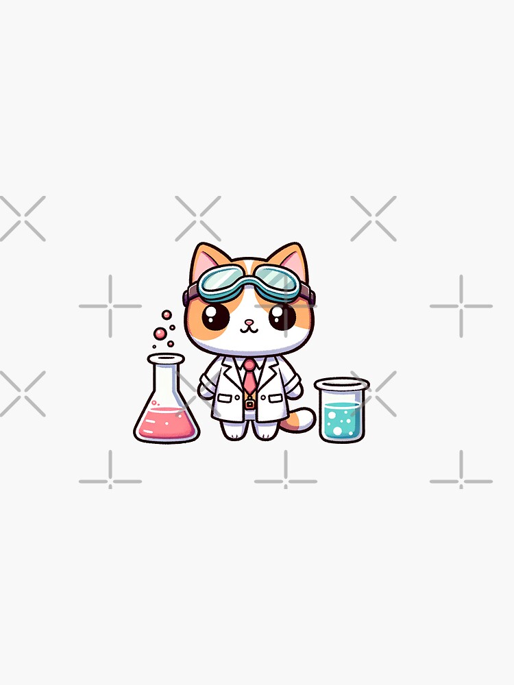 "Lab Whiskers: Inquisitive Scientist Cat Conducting Kawaii Experiments ...