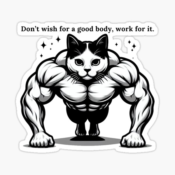 "Cat slave - The Muscular cat - Cat meme" Sticker for Sale by mamacub ...