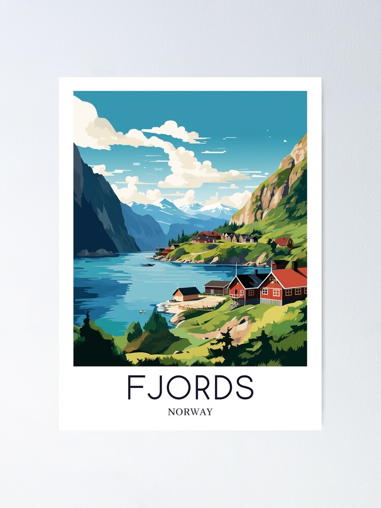 "A Pop Art Travel Print of the Fjords - Norway " Poster for Sale by ...