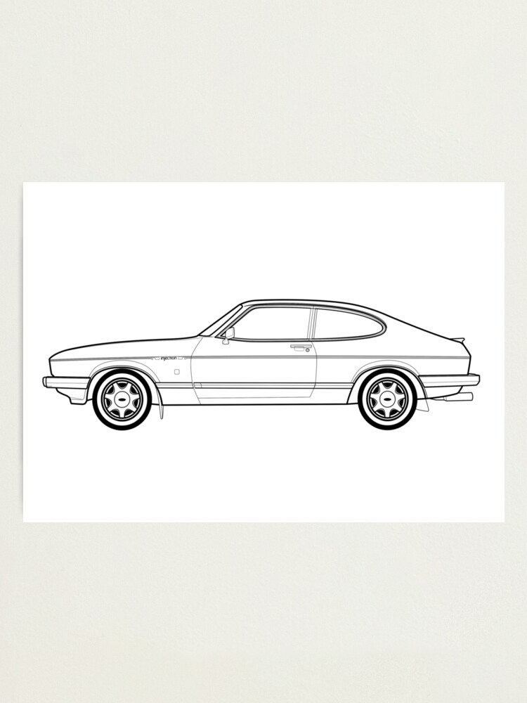 "Ford Capri 2.8 inj Outline Artwork" Photographic Print for Sale by ...