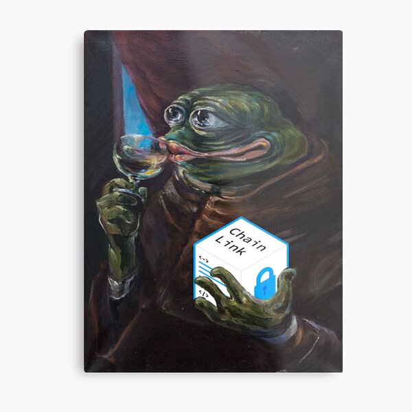 "Oil Canvas Pepe Holding Chainlink" Metal Print for Sale by ...