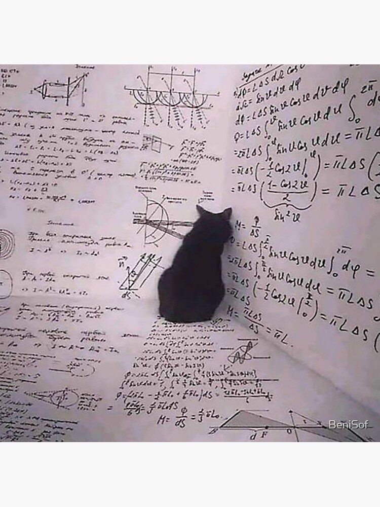 "Feline Equation: Black Cat Delving into Math" Sticker for Sale by ...