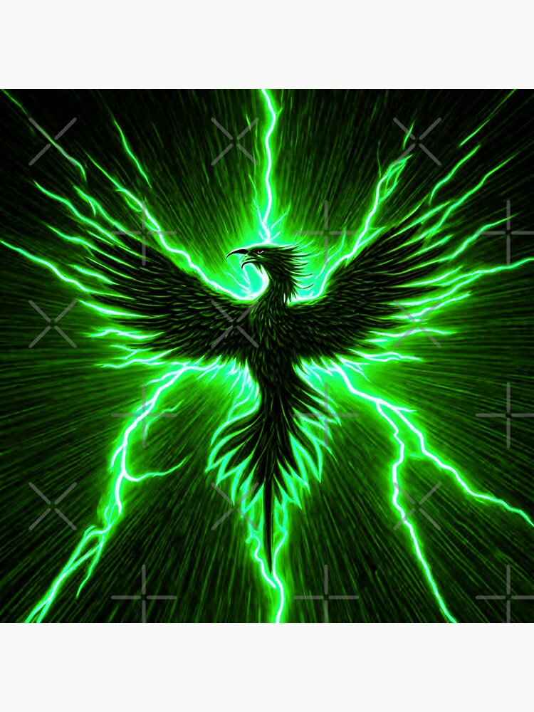 "Green Lightning Phoenix" Sticker for Sale by Healio2 | Redbubble