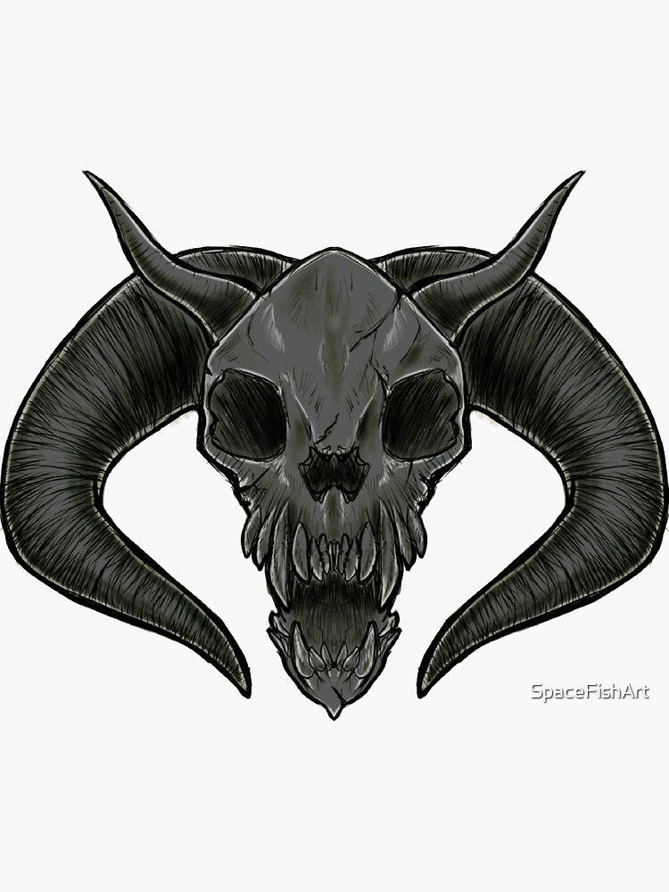 "demon skull" Sticker for Sale by SpaceFishArt | Redbubble