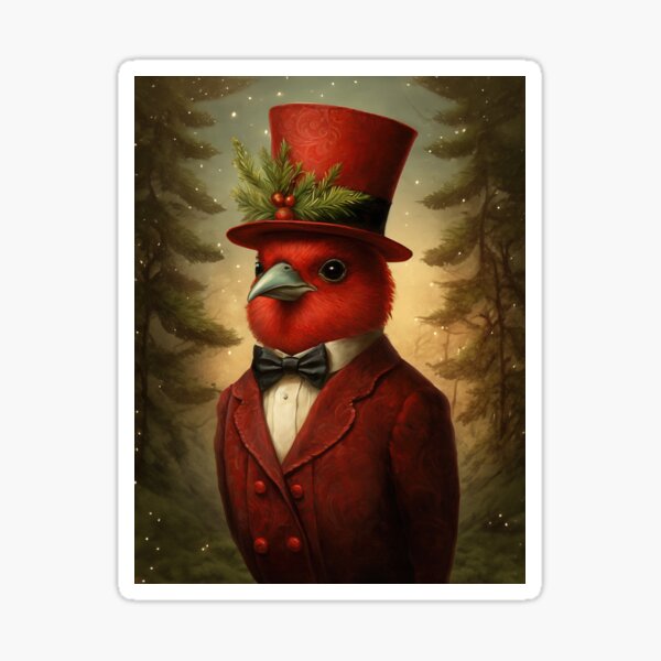 "Christmas Cardinal" Sticker for Sale by phatpuppyart | Redbubble