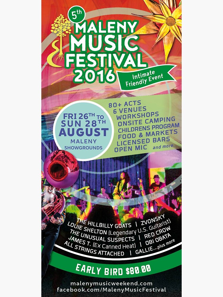 "2016 Poster Maleny Music Festival " Sticker for Sale by Maleny Music ...