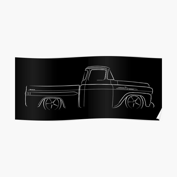 "1958 Apache - profile Stencil, white" Poster by mal-photography ...