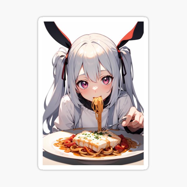 "Girl Eating Spaghetti" Sticker for Sale by BreatheSensei | Redbubble