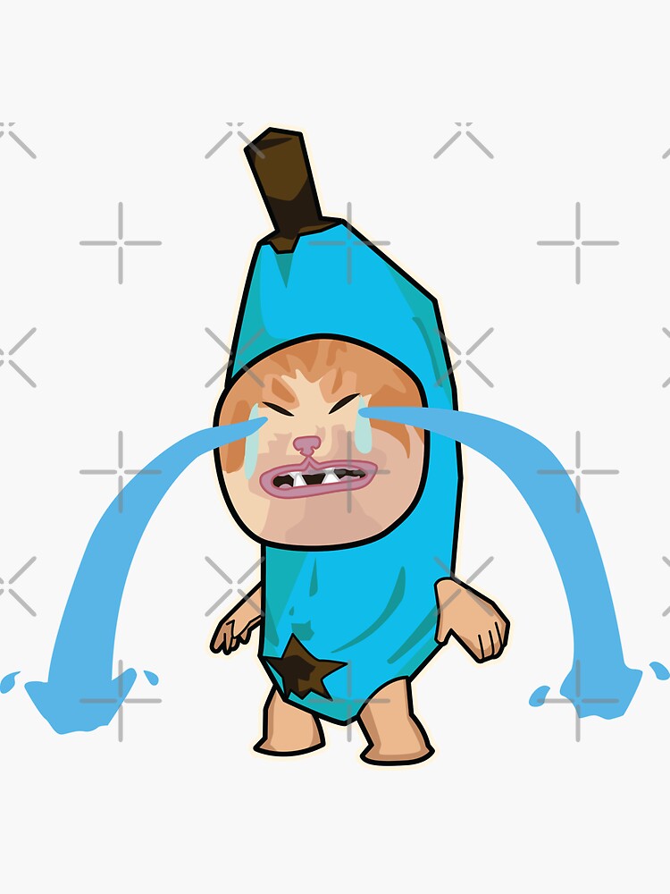 "SKY BLUE sad cry banana cat - happy hapi cat meme" Sticker for Sale by ...