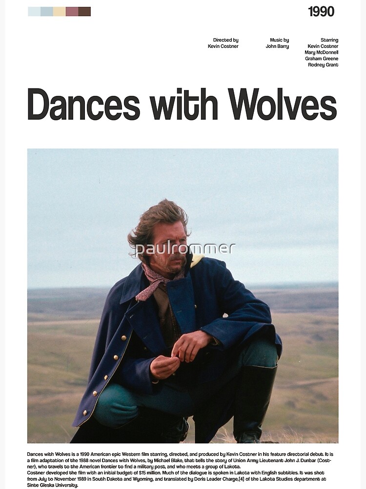 "Dances with Wolves movie poster" Poster by paulrommer | Redbubble