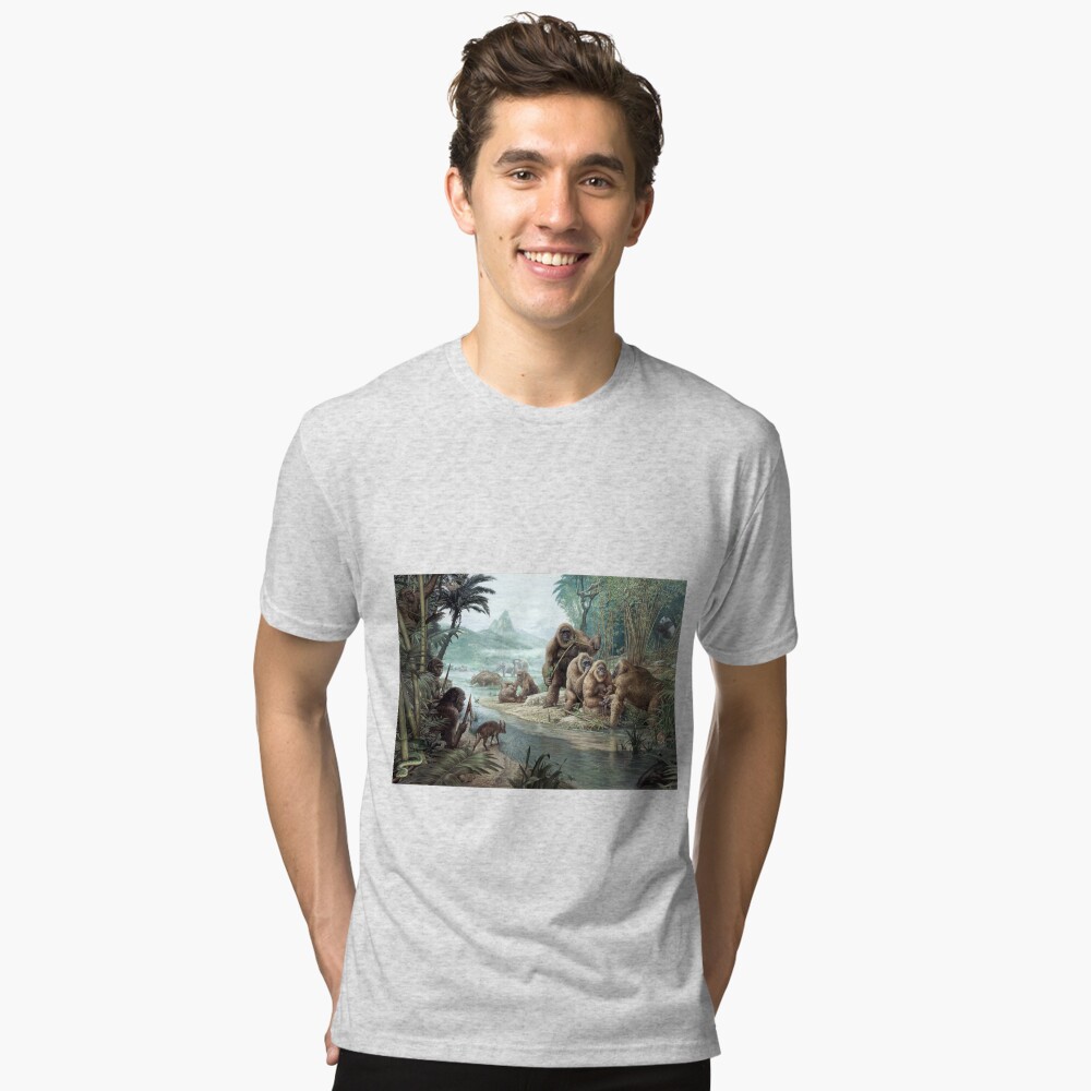 "Gigantopithecus with Homo erectus (C010/8410)" Sticker for Sale by ...