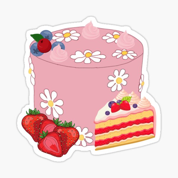 "Cute Pink Cake" Sticker for Sale by fusewithmuse | Redbubble