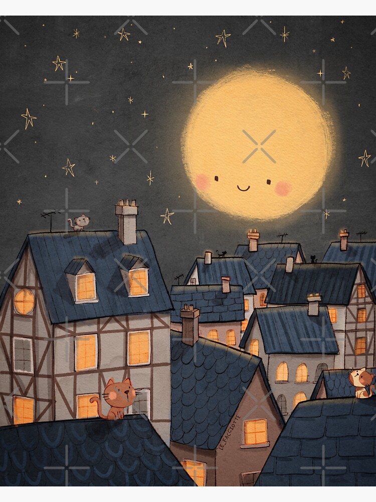 "Good night moon " Sticker for Sale by lefacciotte | Redbubble