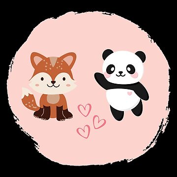 "Cute Panda And Fox Friends" Sticker for Sale by Daria-Shop | Redbubble