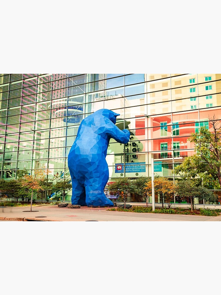 A Curious Giant Denver s Iconic Blue Bear Peeks In Framed Art Print for Sale by Gregory Ballos Redbubble
