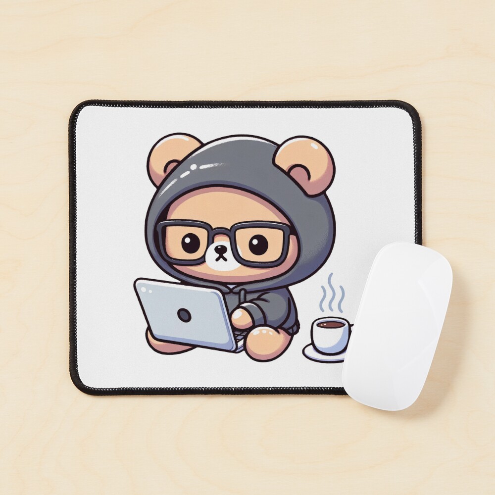 "Code & Caffeine: Programmer Bear Crafting Kawaii Solutions" Sticker ...