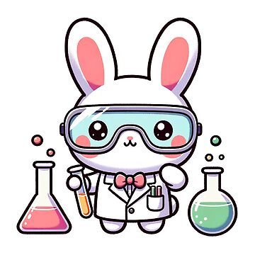 "Lab Hopper Discoveries: Scientist Bunny's Kawaii Experiments" Sticker ...