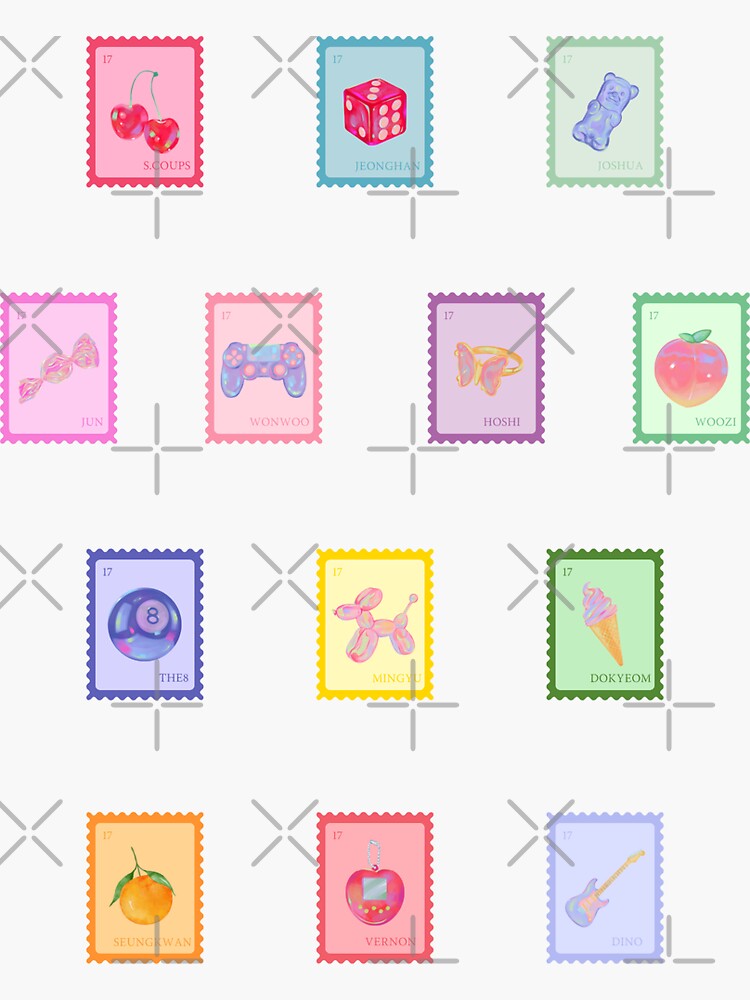 "Seventeen member stamp stickers" Sticker for Sale by kayliekruk ...