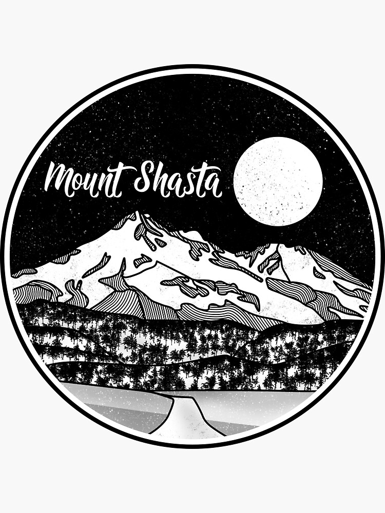 "Mount Shasta Black and White" Sticker for Sale by ekpatterns | Redbubble