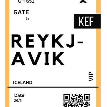 "Reykjavik (KEF) Iceland Airplane Boarding Pass" Sticker for Sale by ...
