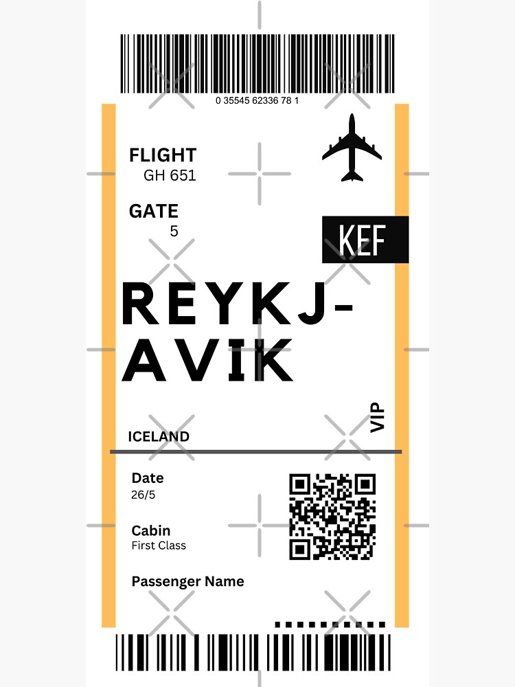 "Reykjavik (KEF) Iceland Airplane Boarding Pass" Sticker for Sale by ...