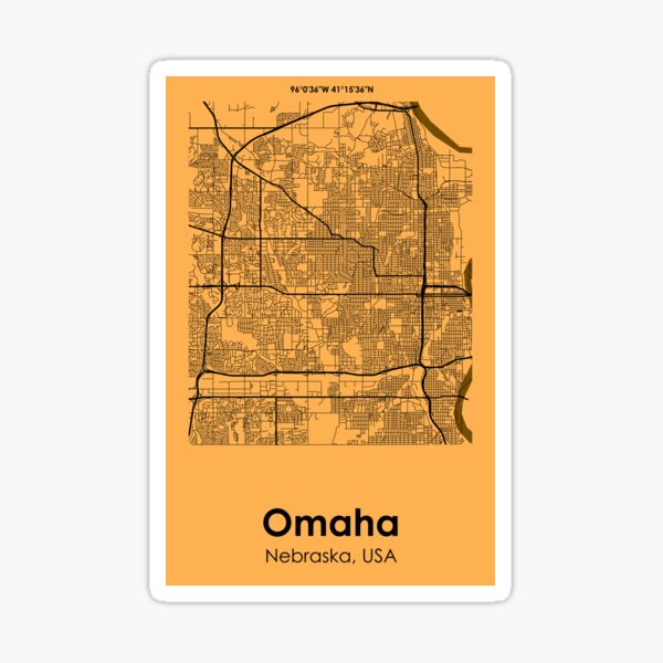 "Omaha, Nebraska, USA, City Road Map" Sticker for Sale by 2BROSMAPS1 ...