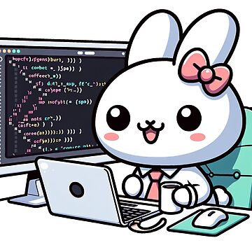 "Dual Display Dreams: Programmer Bunny's Kawaii Code Sessions" Sticker ...