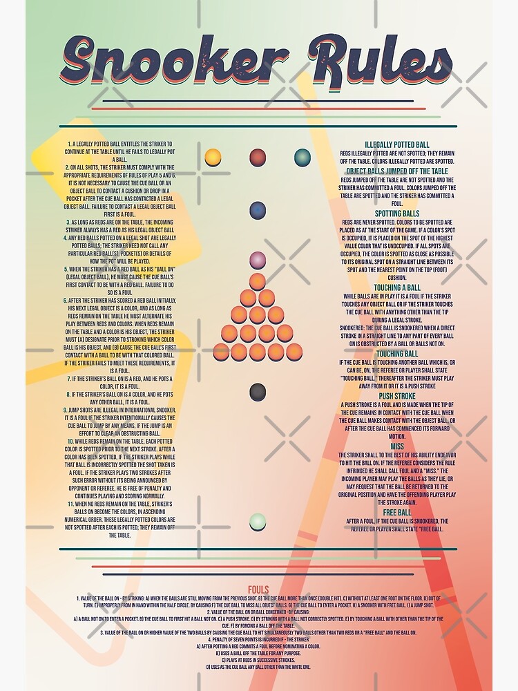 "Modern Retro Snooker rules poster" Poster for Sale by niickels | Redbubble