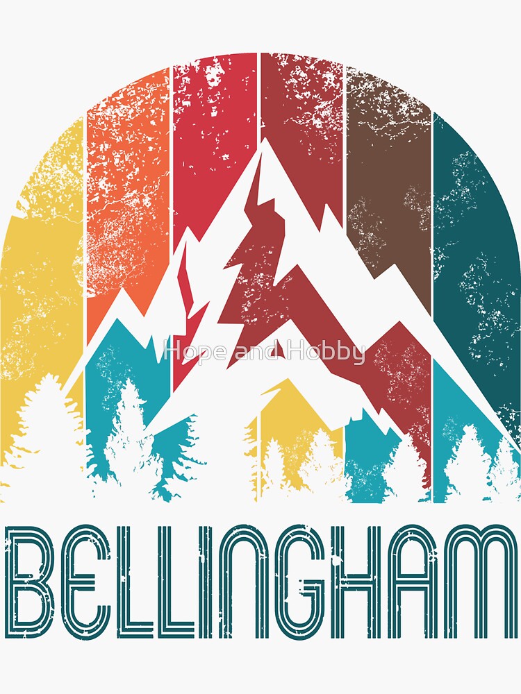 "Retro City of Bellingham T Shirt for Men Women and Kids" Sticker for ...