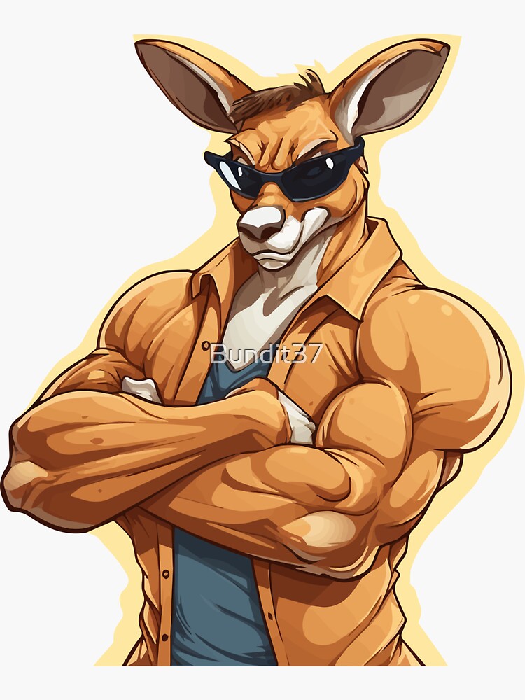"Handsome kangaroo big muscles" Sticker for Sale by Bundit37 | Redbubble