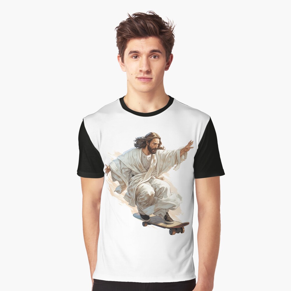 "jesus playing skateboard" Sticker for Sale by Perkcreators | Redbubble