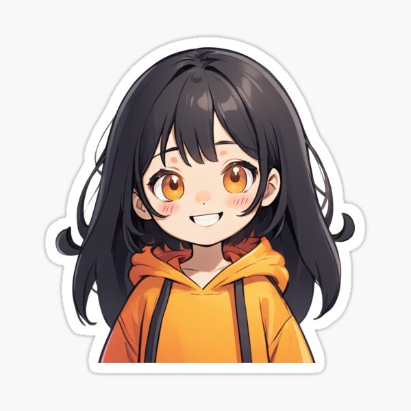 "Black Hair Cute Anime Girl" Sticker for Sale by Bilisik | Redbubble