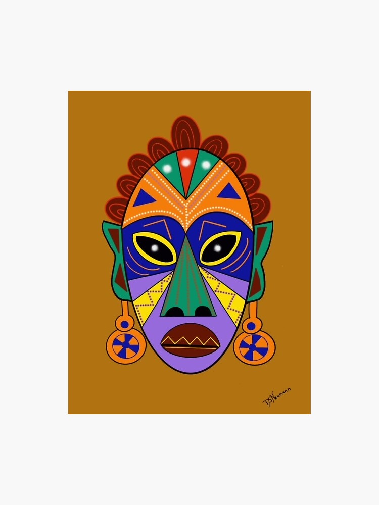 "Sad Tribal Mask on brown background" Sticker for Sale by Dorothea ...