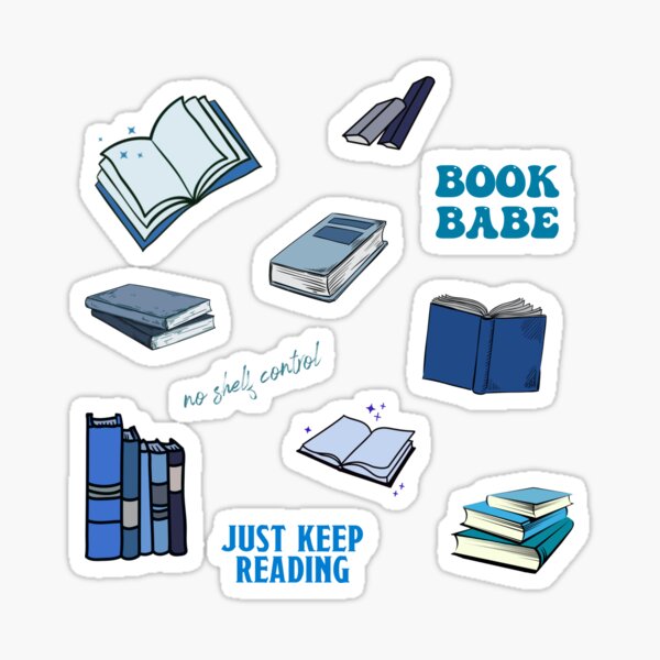 "Blue Bookish Doodles" Sticker for Sale by SiriuslyShawni | Redbubble
