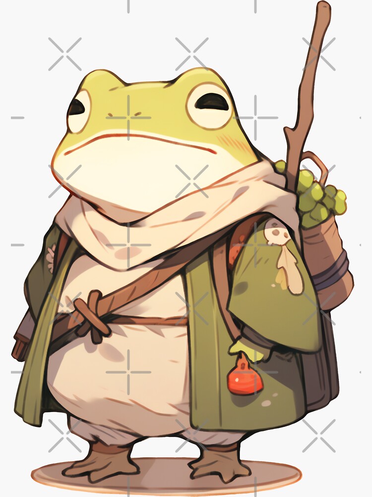 "Cute Kawaii Froggy Wise Man Traveler Frog" Sticker for Sale by ...