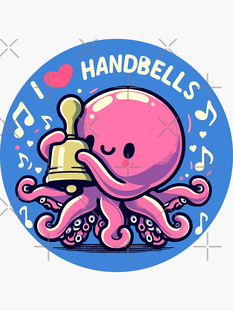 "Octopus Loves Handbells" Sticker for Sale by SubtleSplit | Redbubble