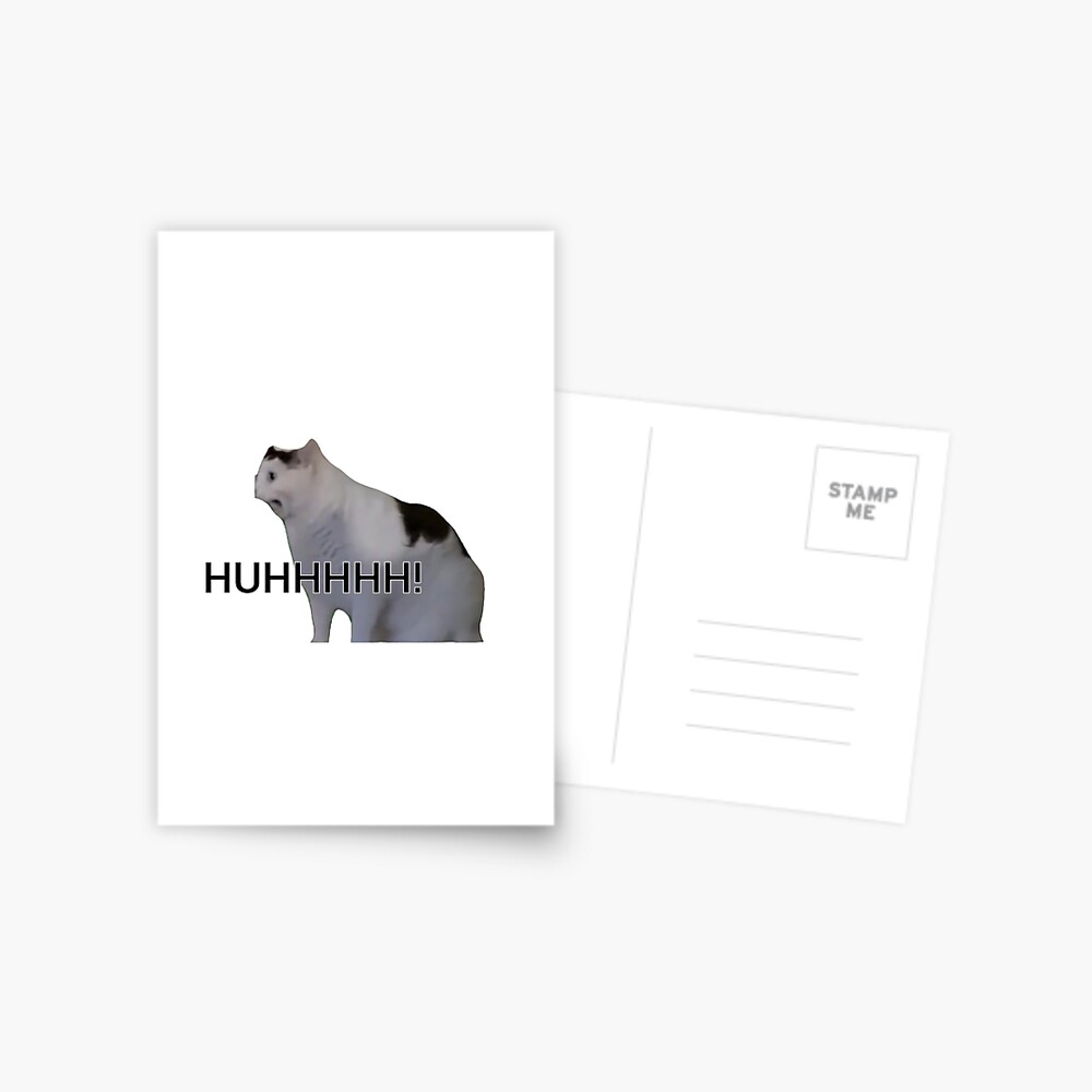 "Huhhhhh! Cat meme side on with text" Sticker for Sale by rbuser4 ...