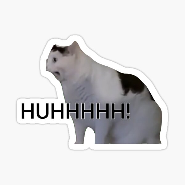 "Huhhhhh! Cat meme side on with text" Sticker for Sale by rbuser4 ...