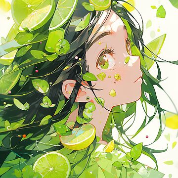 "Beautiful Lemon Lime Splash Anime Girl" Sticker for Sale by bubblegoth ...