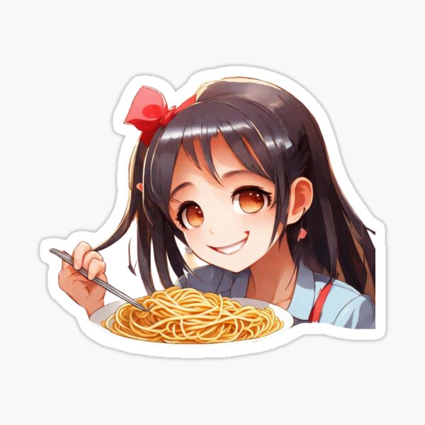 "Girl Eating Spaghetti Cute Kawaii Girl Eating spaghetti Cute Anime ...