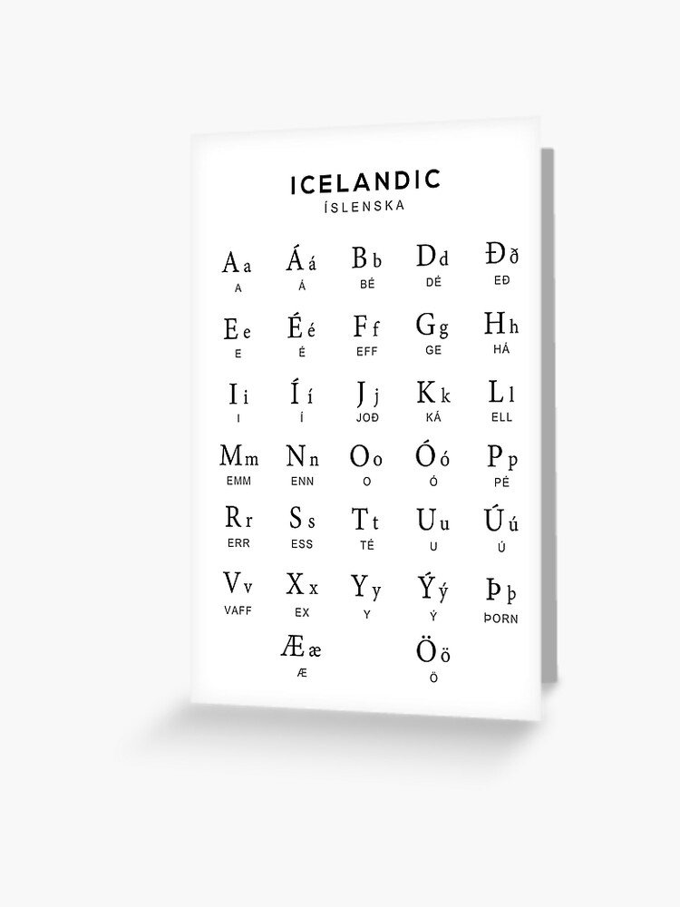 "Icelandic Alphabet Chart, Iceland Language Learning Chart, White ...