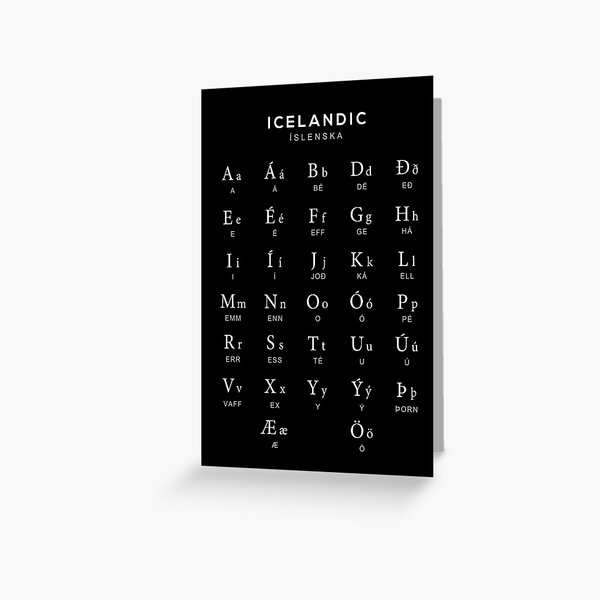 "Icelandic Alphabet Chart, Iceland Language Learning Chart, Black ...