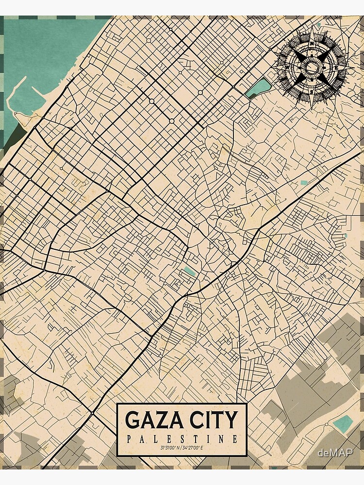 "Gaza City Map of Palestine - Vintage" Poster for Sale by deMAP | Redbubble