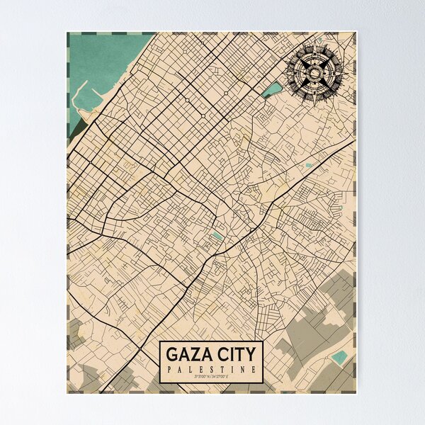"Gaza City Map of Palestine - Vintage" Poster for Sale by deMAP | Redbubble